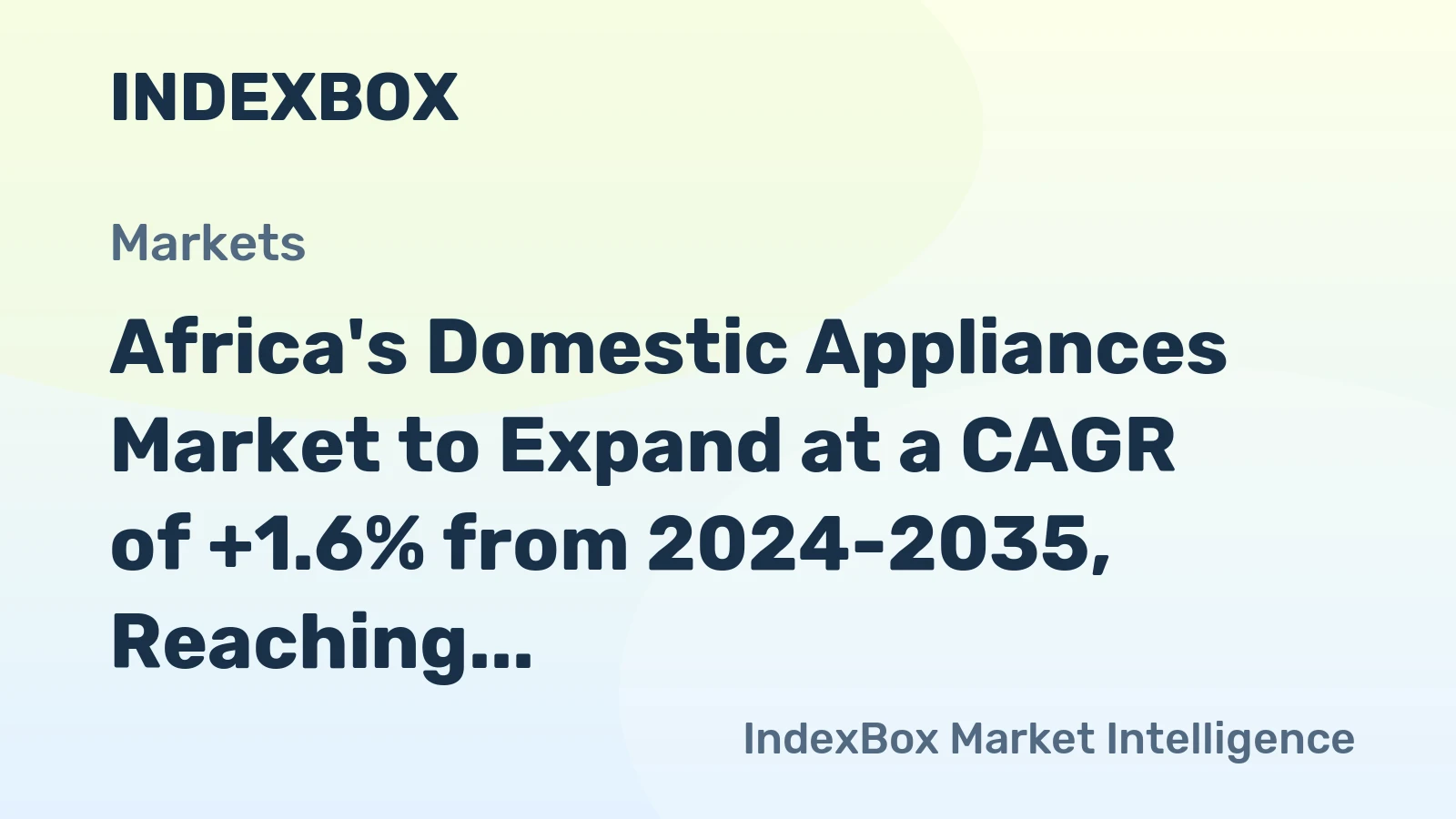 Africa's Domestic Appliances Market to Expand at a CAGR of +1.6% from 2024-2035, Reaching 366M Units