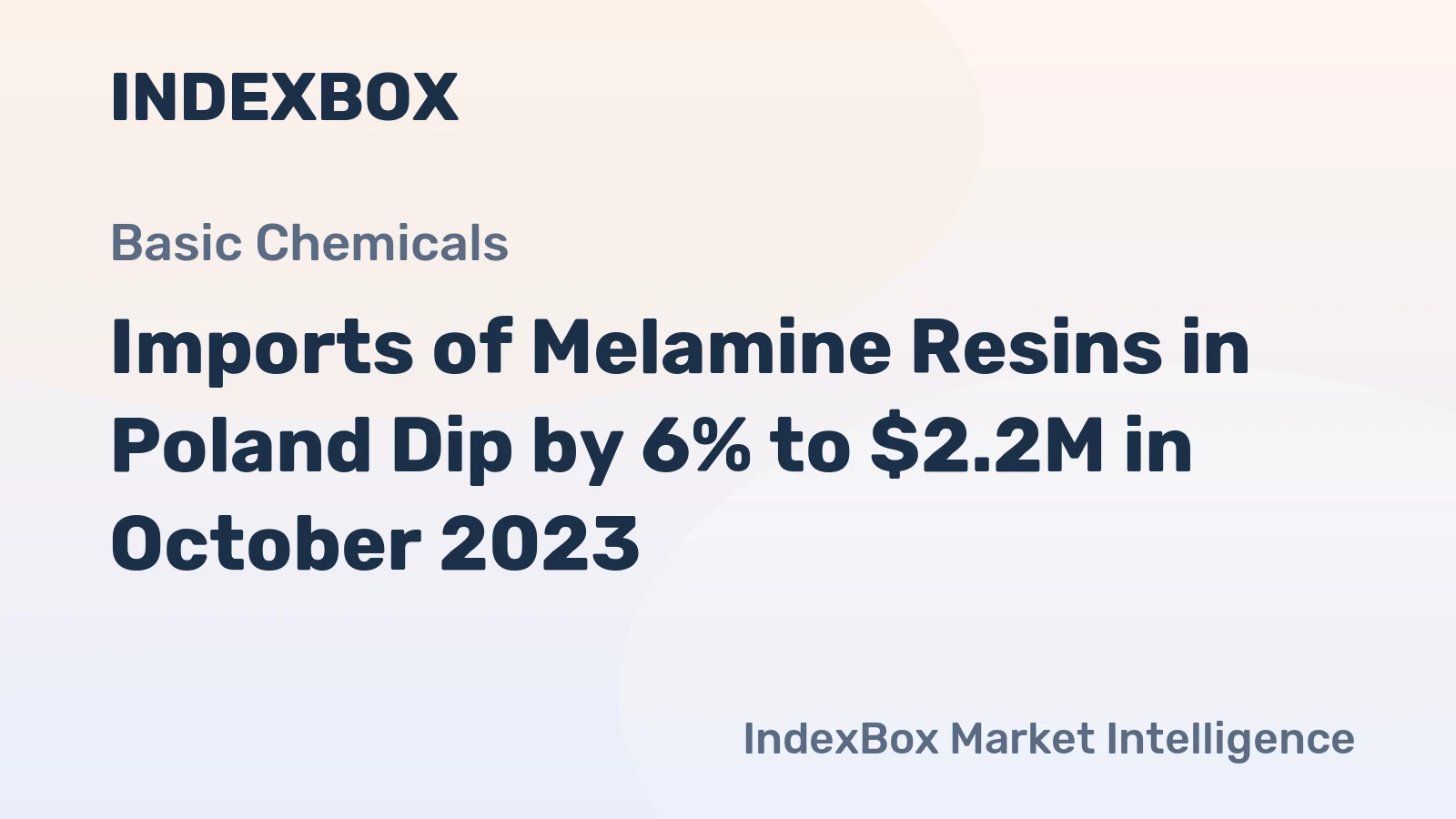 Imports of Melamine Resins in Poland Dip by 6% to $2.2M in October 2023