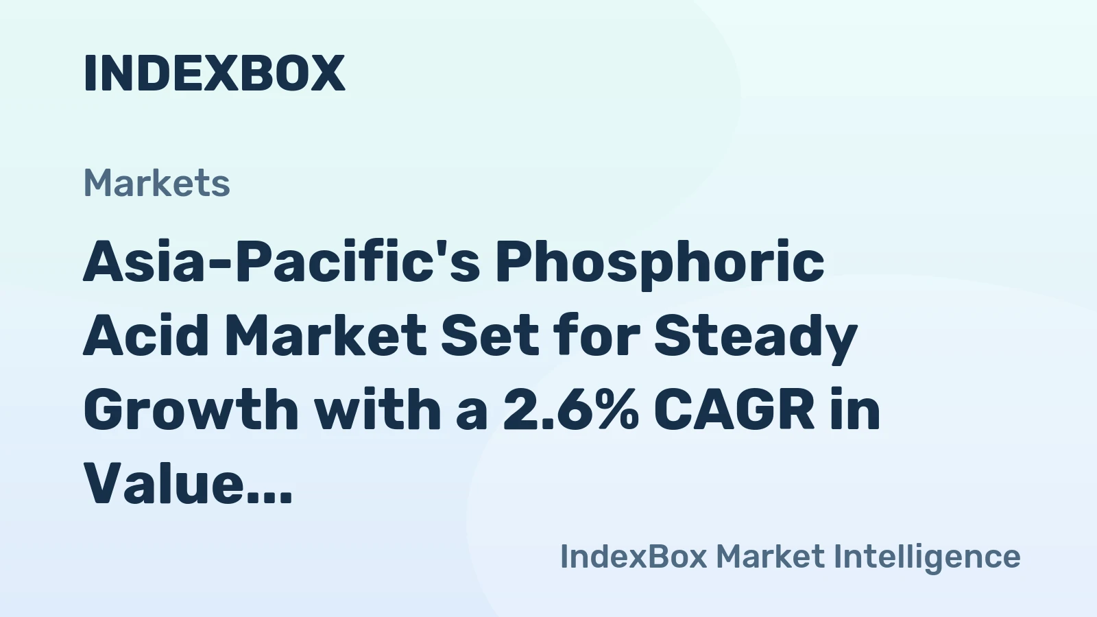 Asia-Pacific's Phosphoric Acid Market Set for Steady Growth with a 2.6% CAGR in Value Through 2035
