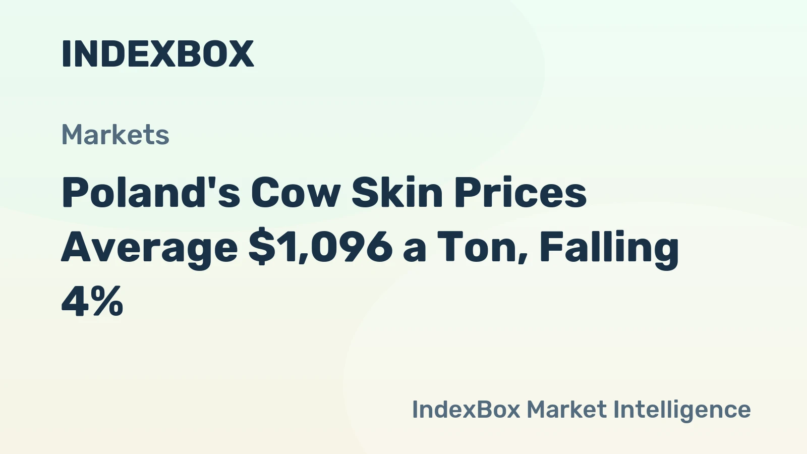 Poland's Cow Skin Prices Average $1,096 a Ton, Falling 4%