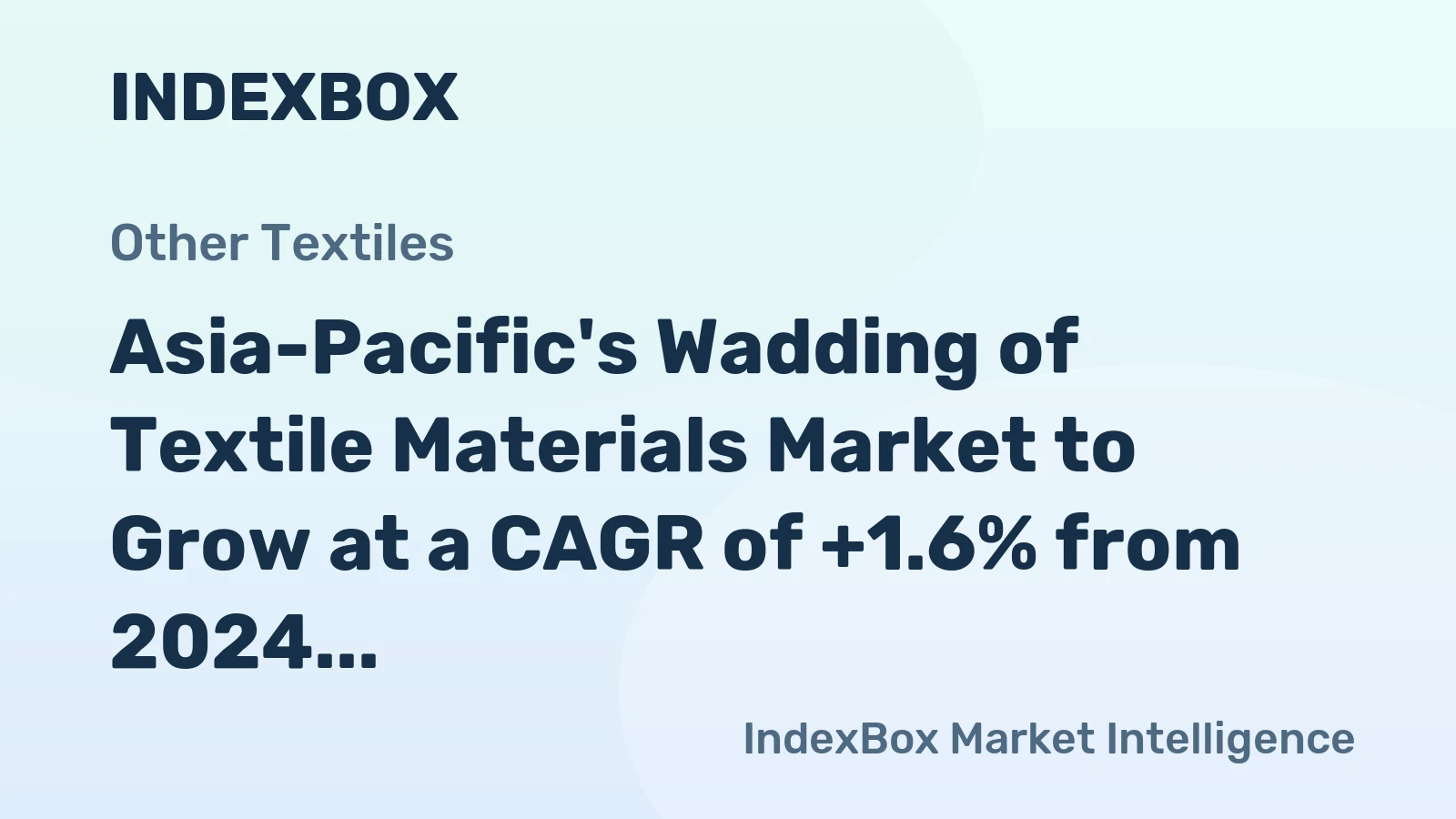 Asia-Pacific's Wadding of Textile Materials Market to Grow at a CAGR of +1.6% from 2024 to 2035, Reaching $7.6B by 2035