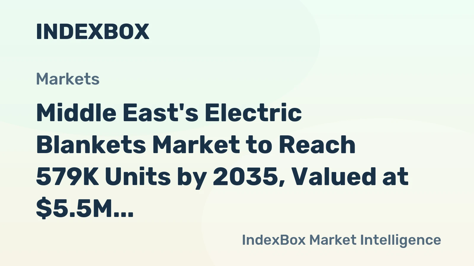 Middle East's Electric Blankets Market to Reach 579K Units by 2035, Valued at $5.5M
