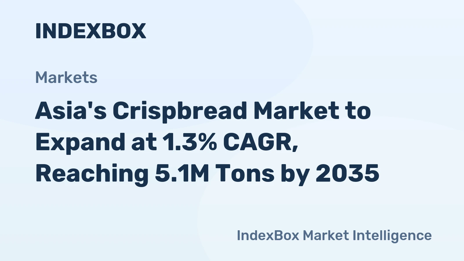 Asia's Crispbread Market to Expand at 1.3% CAGR, Reaching 5.1M Tons by 2035