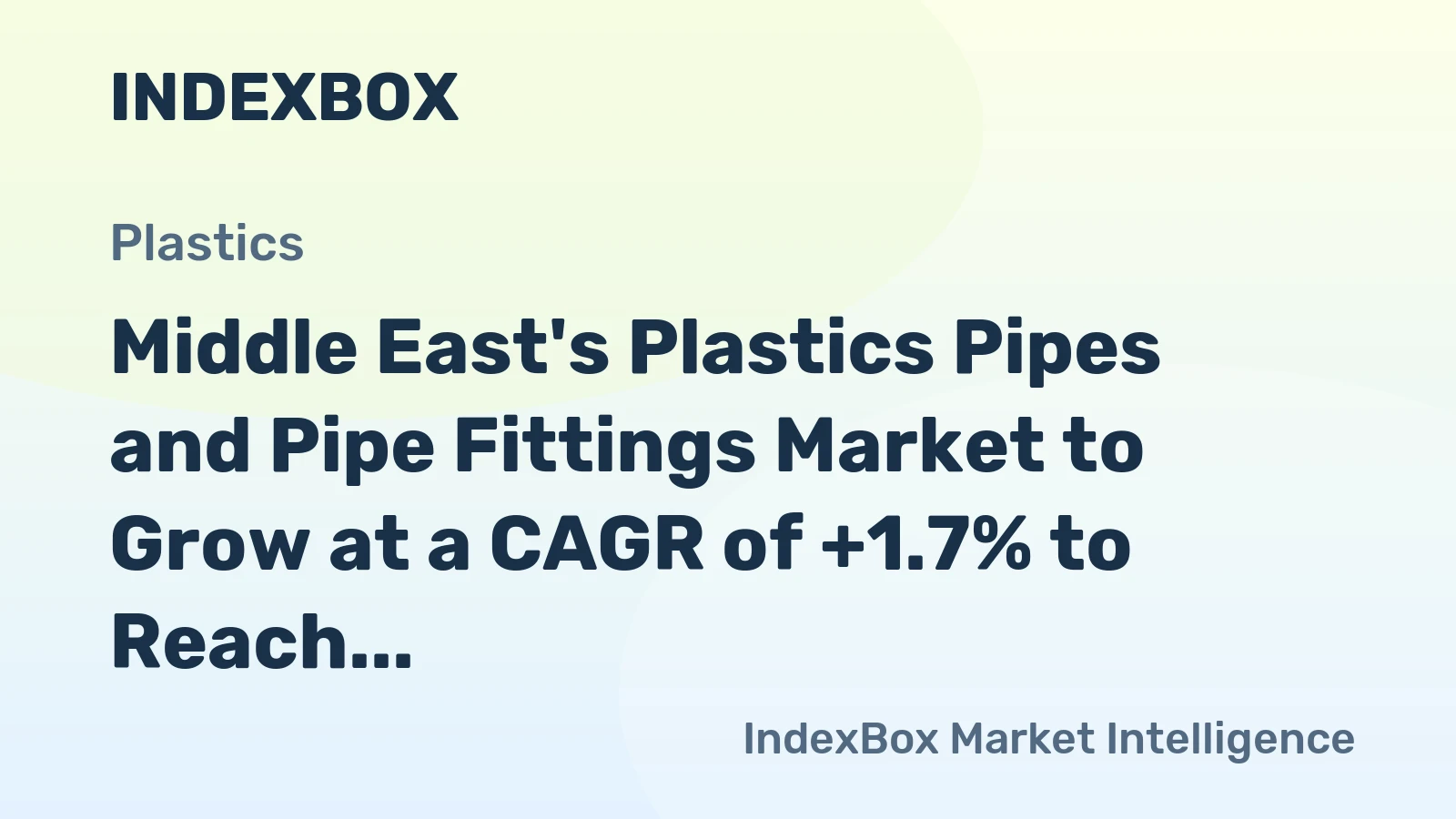 Middle East's Plastics Pipes and Pipe Fittings Market to Grow at a CAGR of +1.7% to Reach $12.2B by 2035