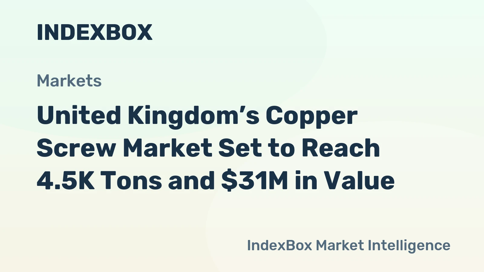 United Kingdom’s Copper Screw Market Set to Reach 4.5K Tons and $31M in Value
