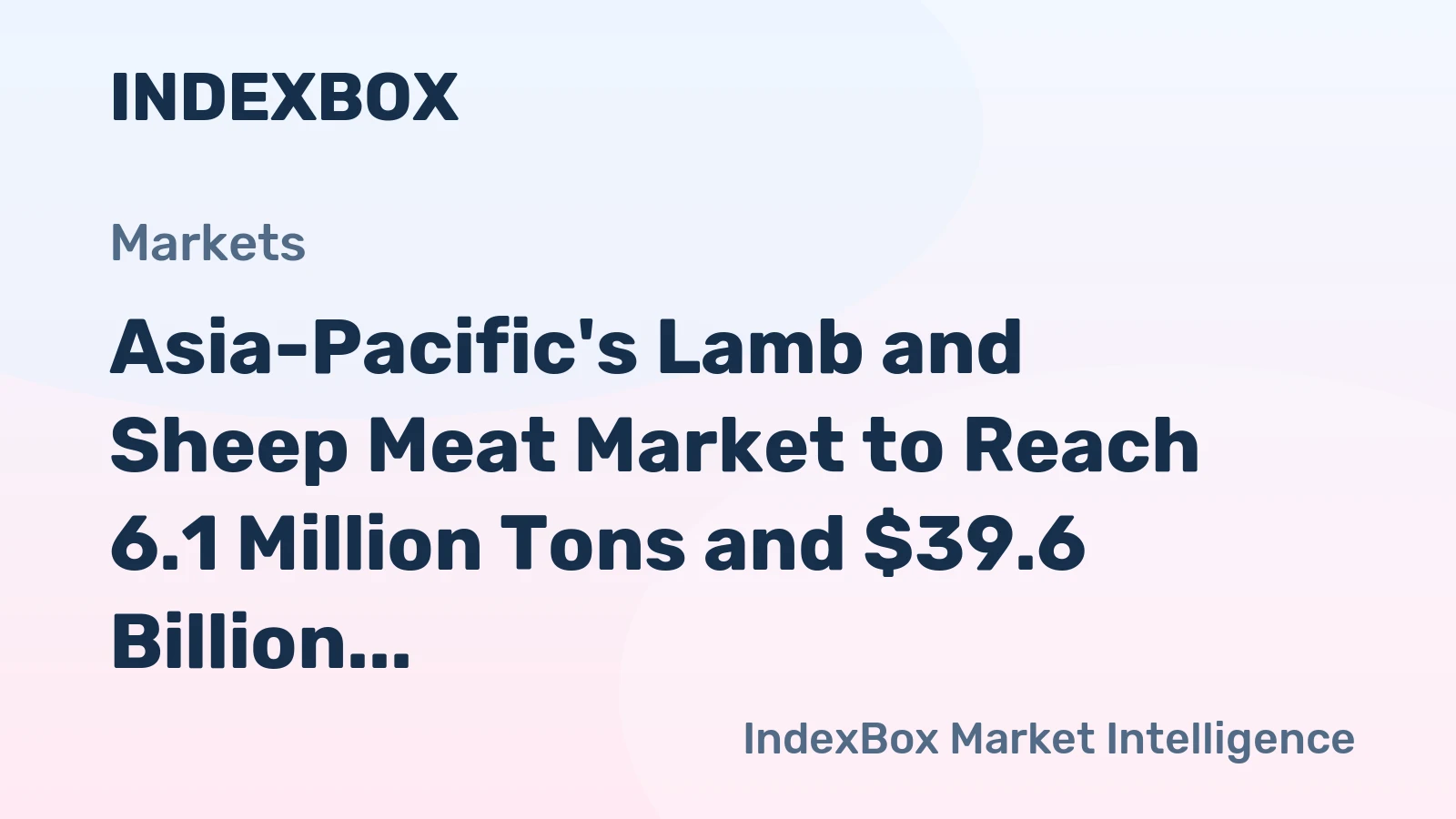 Asia-Pacific's Lamb and Sheep Meat Market to Reach 6.1 Million Tons and $39.6 Billion by 2035