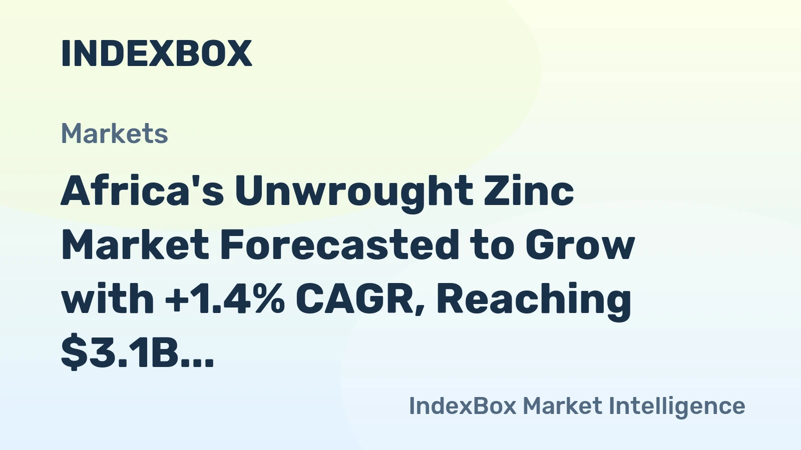 Africa's Unwrought Zinc Market Forecasted to Grow with +1.4% CAGR, Reaching $3.1B by 2035