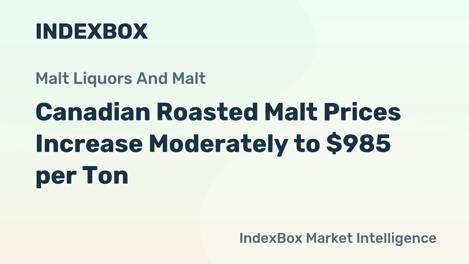 Canadian Roasted Malt Prices Increase Moderately to $985 per Ton