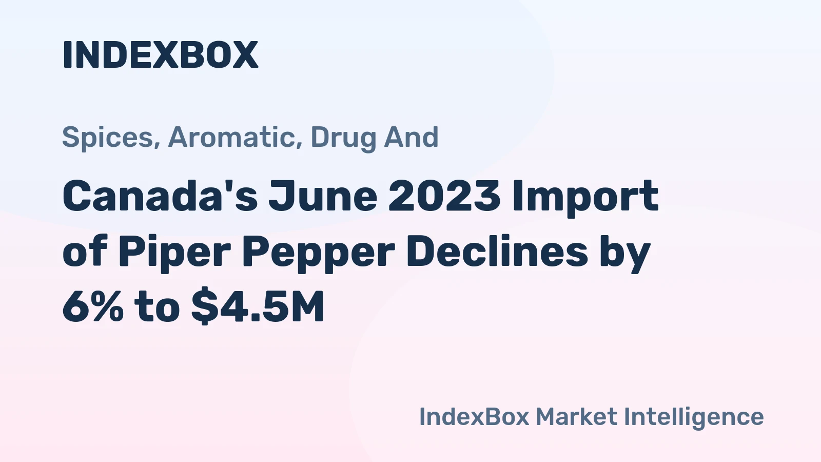 Canada's June 2023 Import of Piper Pepper Declines by 6% to $4.5M