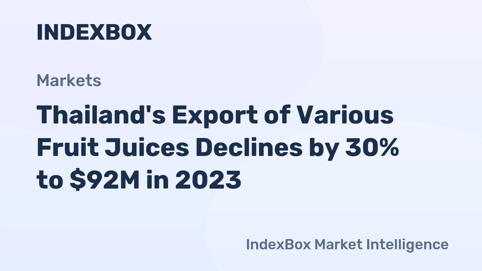 Thailand's Export of Various Fruit Juices Declines by 30% to $92M in 2023