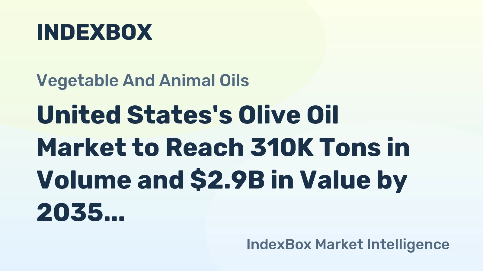 United States's Olive Oil Market to Reach 310K Tons in Volume and $2.9B in Value by 2035