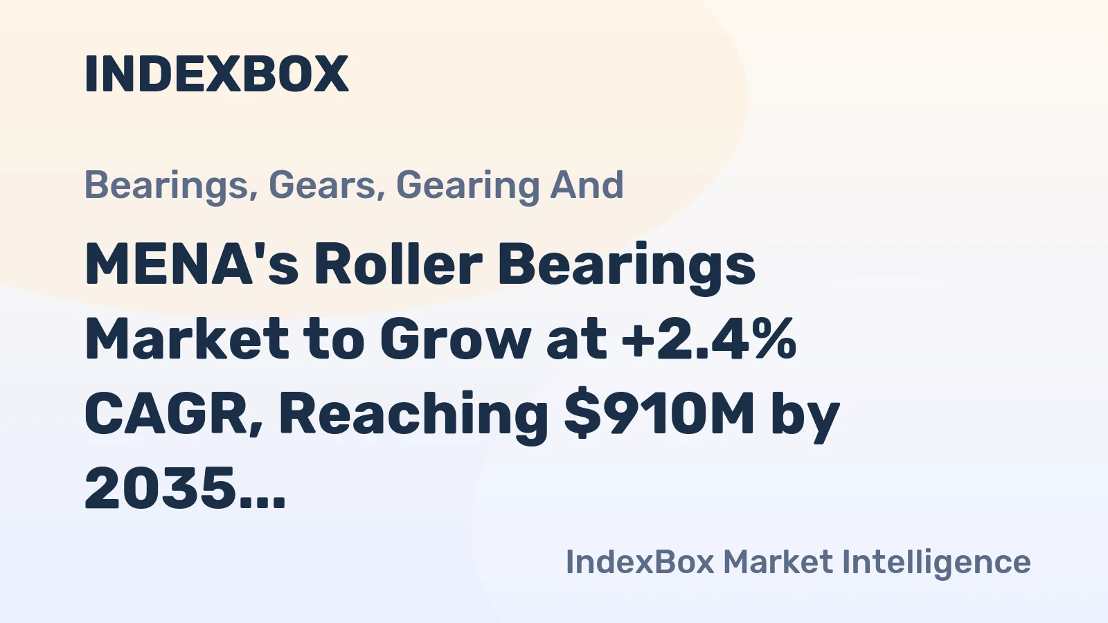 MENA's Roller Bearings Market to Grow at +2.4% CAGR, Reaching $910M by 2035
