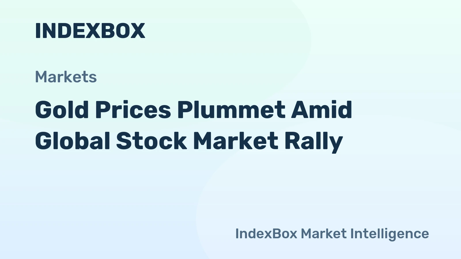 Gold Prices Plummet Amid Global Stock Market Rally