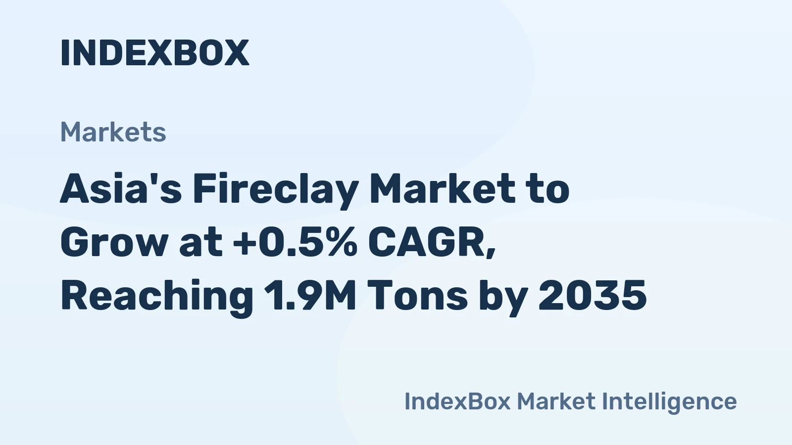 Asia's Fireclay Market to Grow at +0.5% CAGR, Reaching 1.9M Tons by 2035