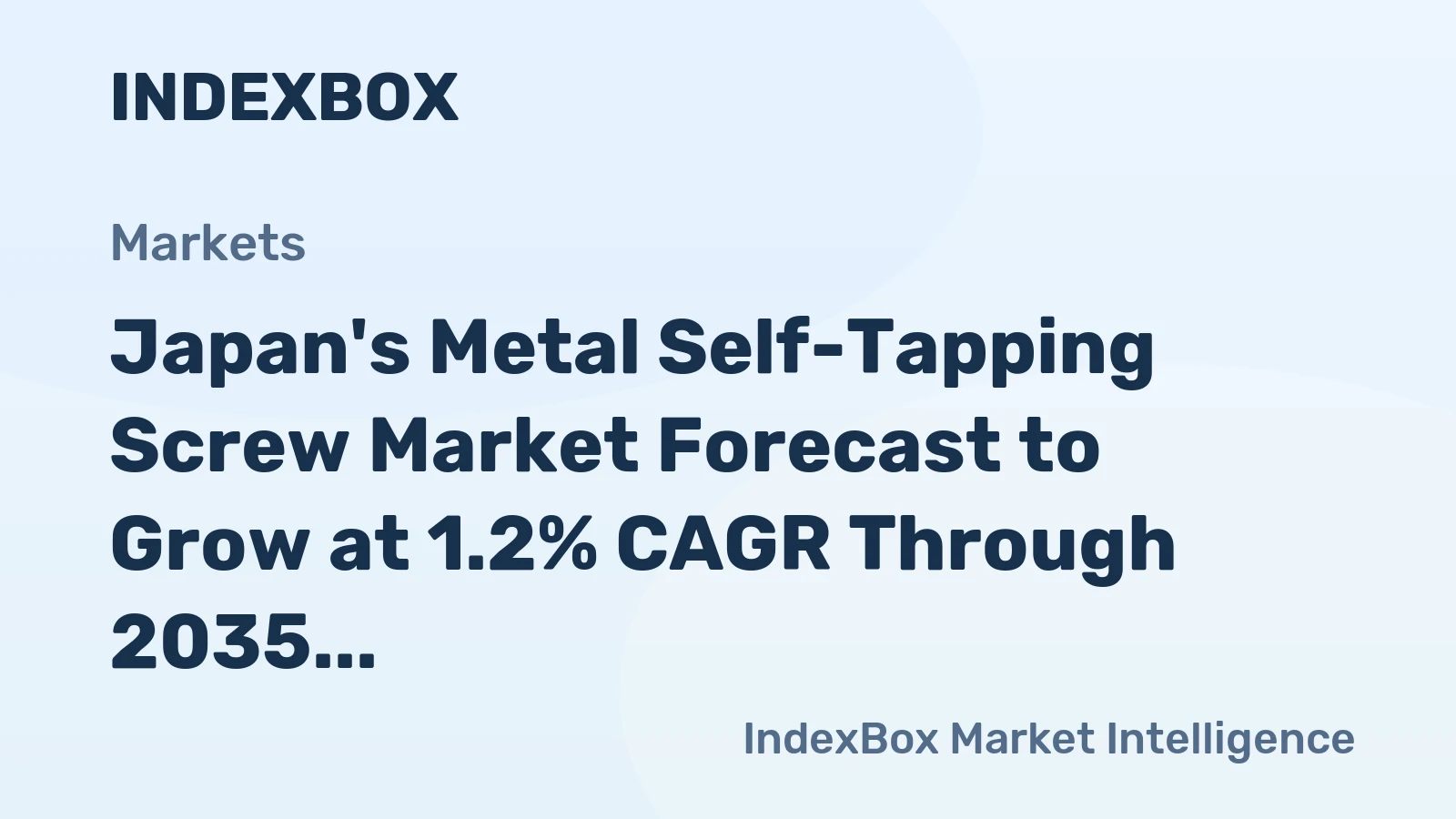 Japan's Metal Self-Tapping Screw Market Forecast to Grow at 1.2% CAGR Through 2035