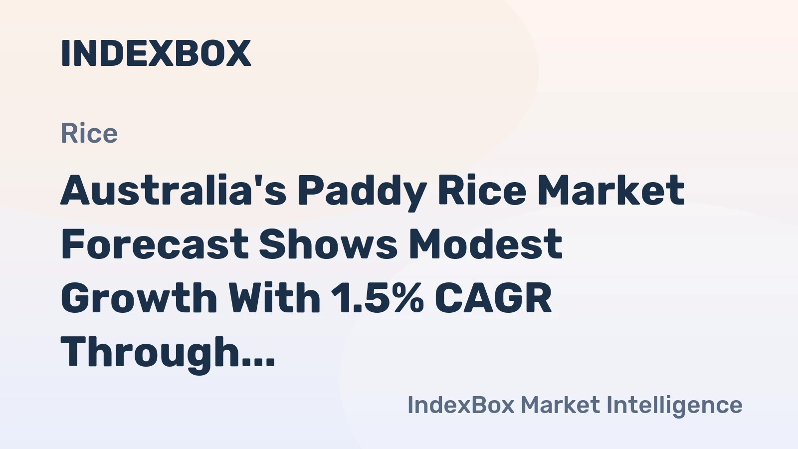 Australia's Paddy Rice Market Forecast Shows Modest Growth With 1.5% CAGR Through 2035