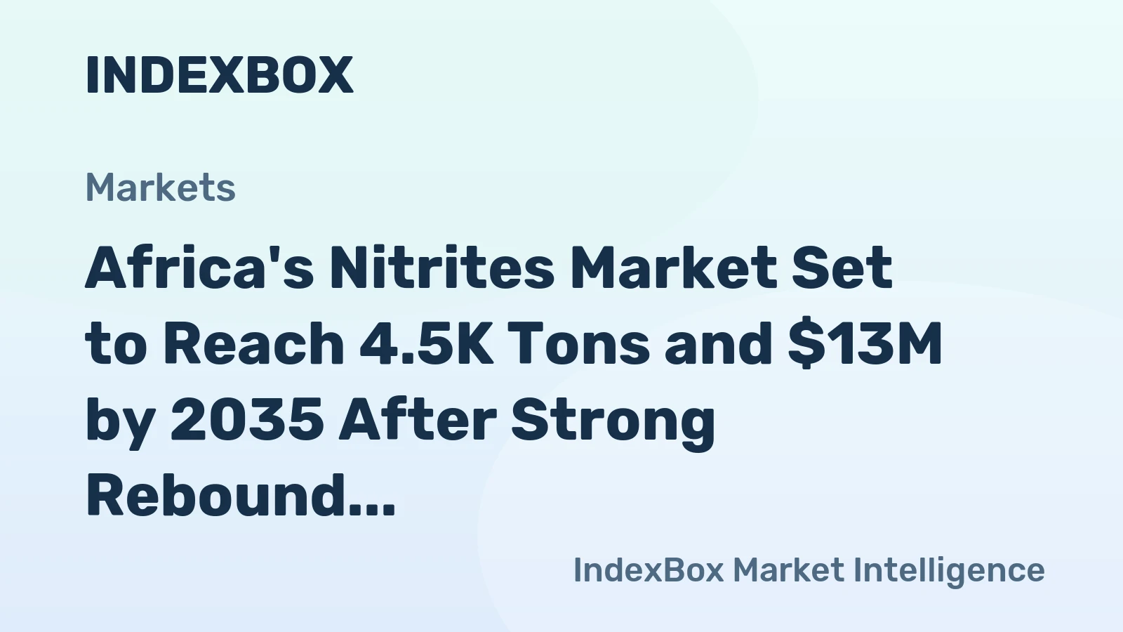 Africa's Nitrites Market Set to Reach 4.5K Tons and $13M by 2035 After Strong Rebound