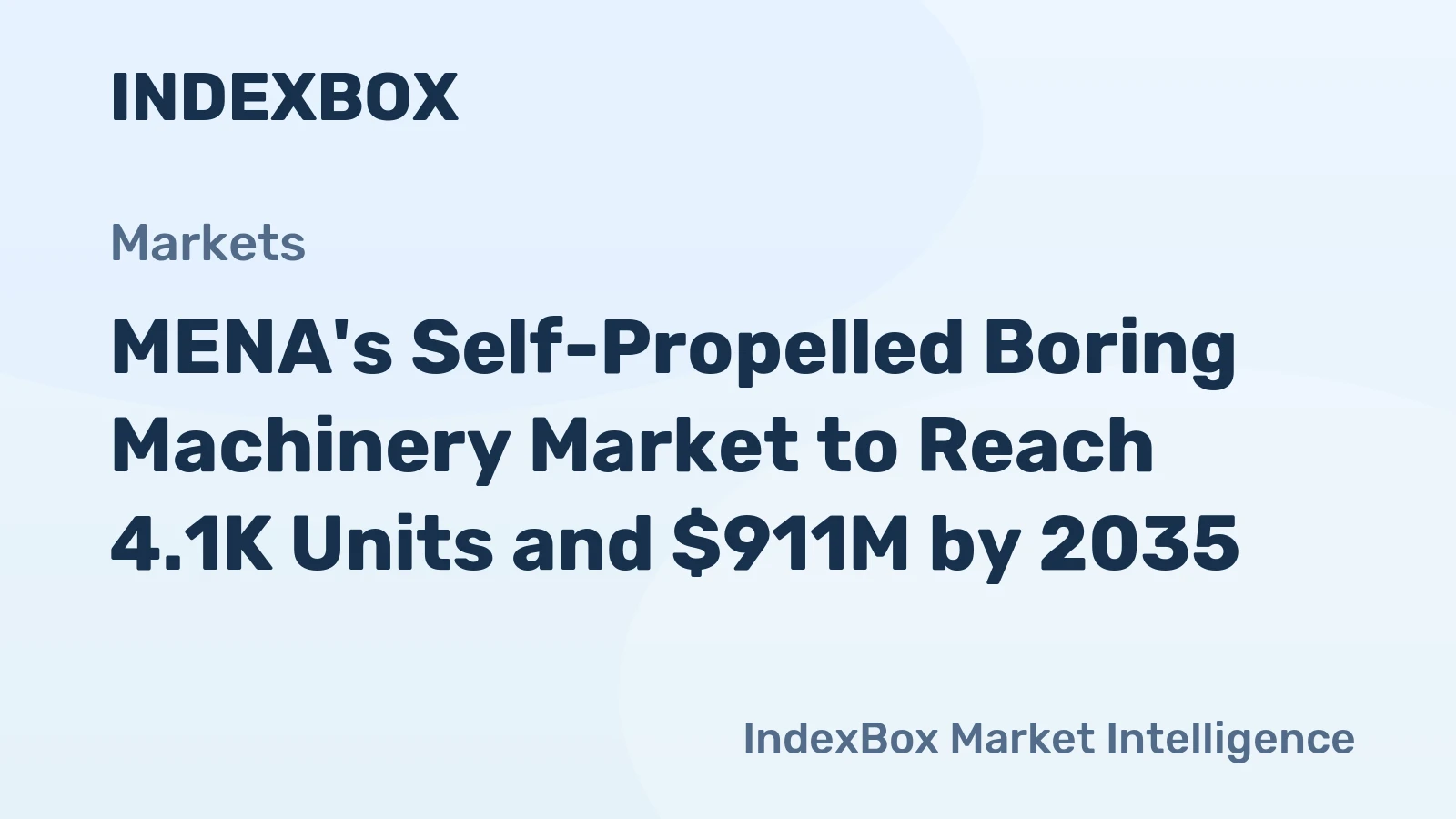 MENA's Self-Propelled Boring Machinery Market to Reach 4.1K Units and $911M by 2035