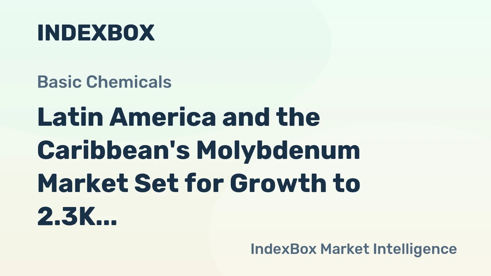Latin America and the Caribbean's Molybdenum Market Set for Growth to 2.3K Tons and $62M