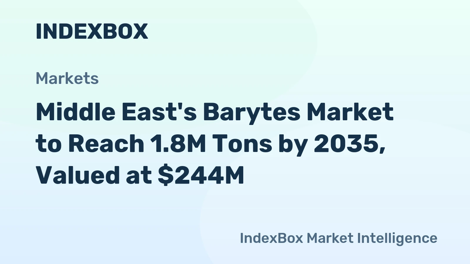 Middle East's Barytes Market to Reach 1.8M Tons by 2035, Valued at $244M