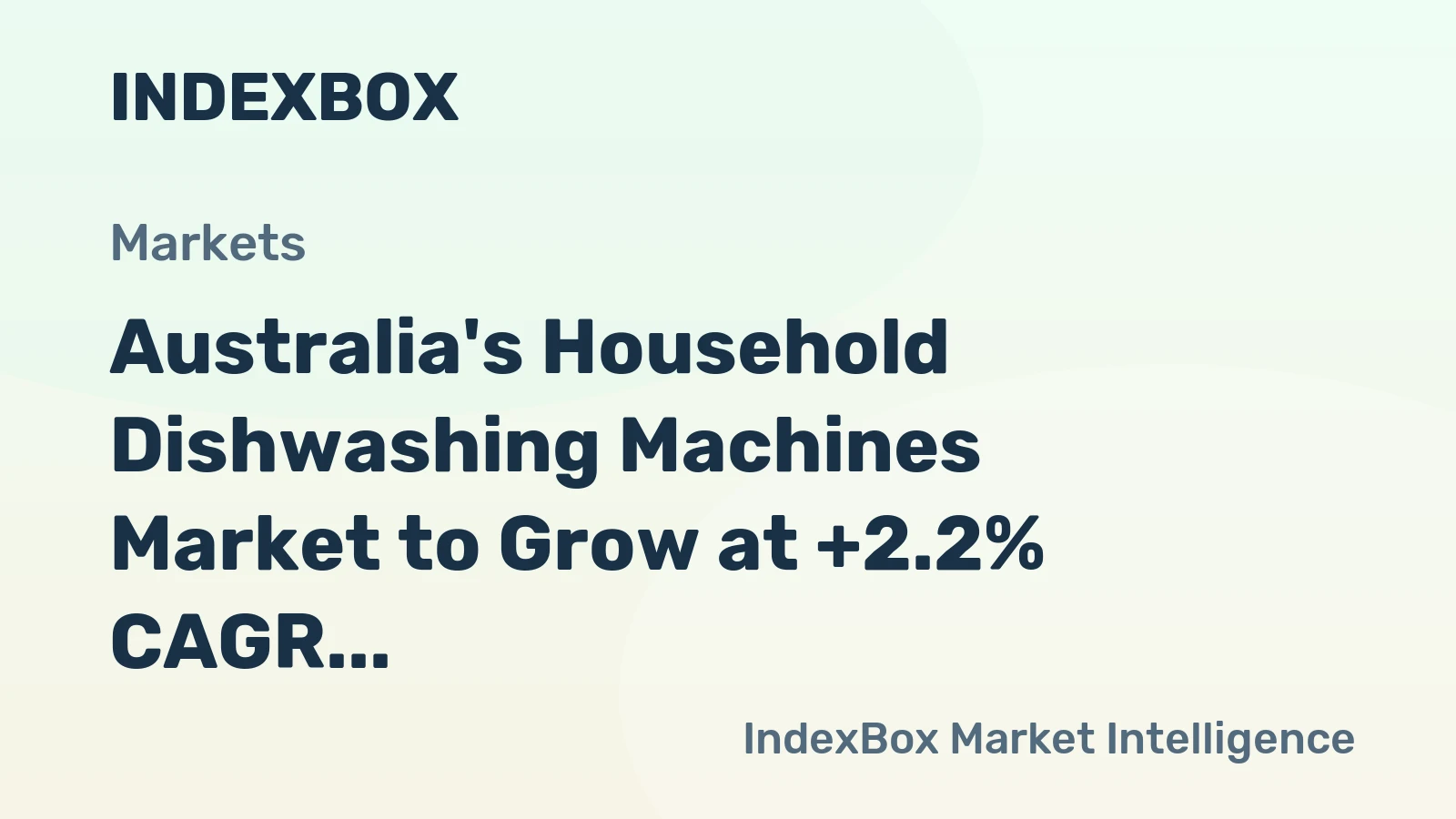 Australia's Household Dishwashing Machines Market to Grow at +2.2% CAGR, Reaching $309M by 2035