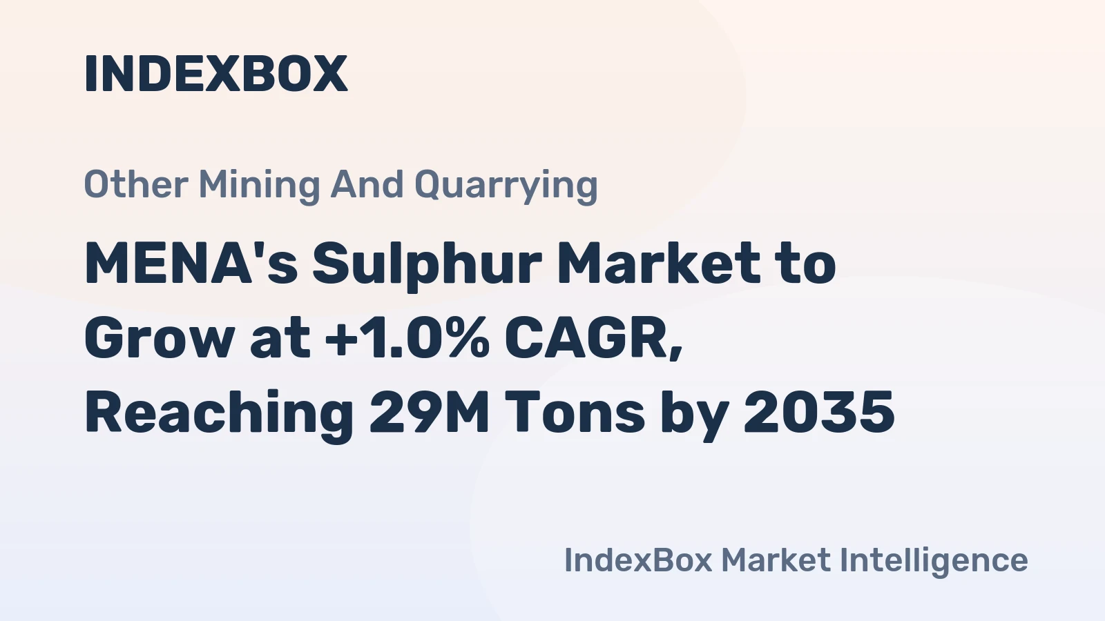MENA's Sulphur Market to Grow at +1.0% CAGR, Reaching 29M Tons by 2035