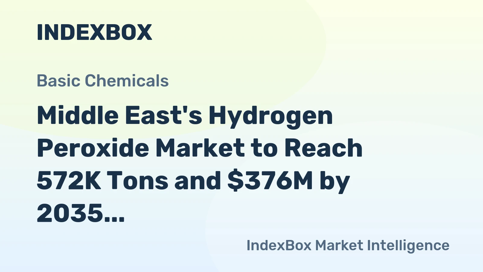 Middle East's Hydrogen Peroxide Market to Reach 572K Tons and $376M by 2035