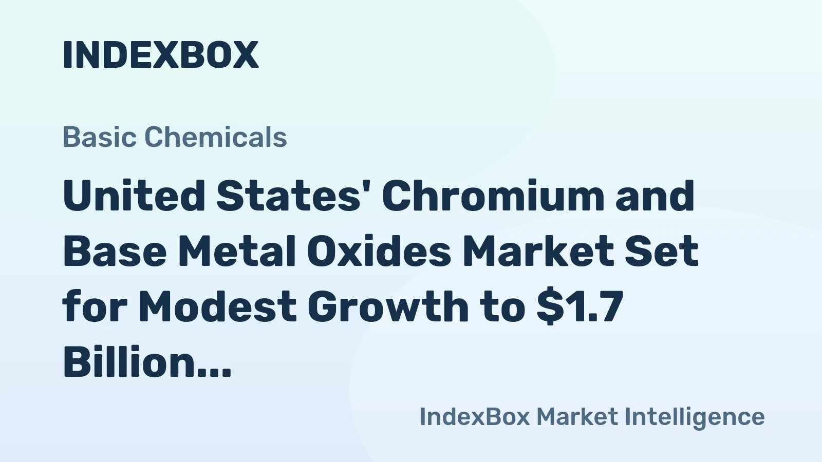 United States' Chromium and Base Metal Oxides Market Set for Modest Growth to $1.7 Billion