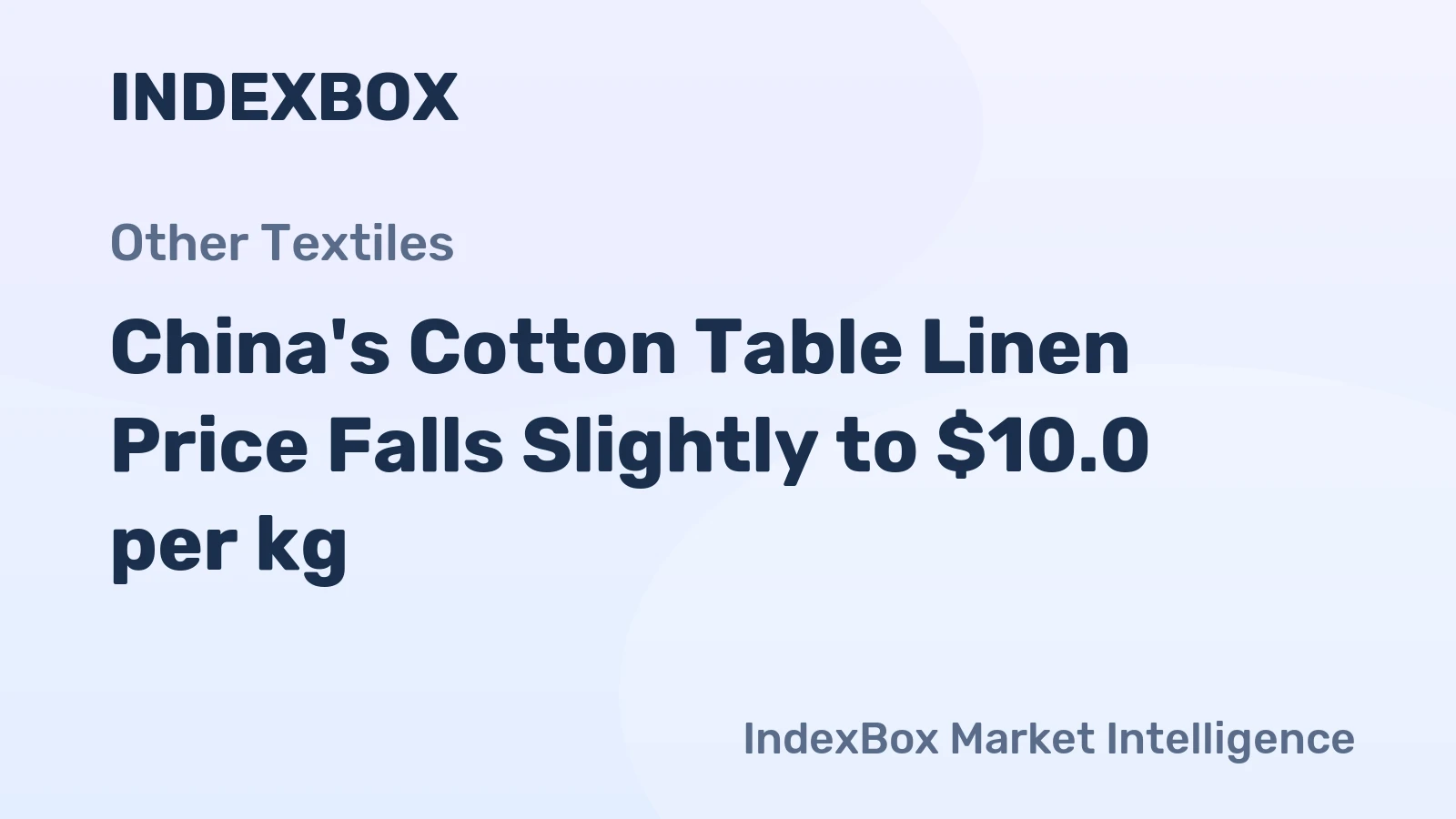 China's Cotton Table Linen Price Falls Slightly to $10.0 per kg