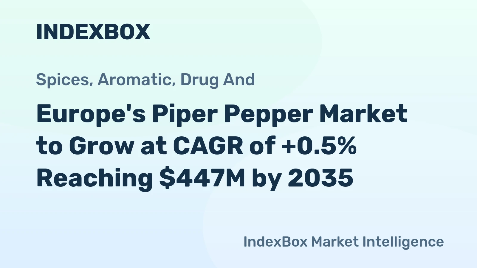 Europe's Piper Pepper Market to Grow at CAGR of +0.5% Reaching $447M by 2035