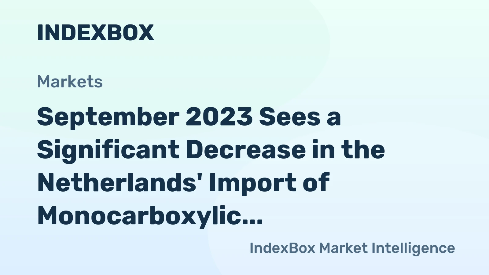 September 2023 Sees a Significant Decrease in the Netherlands' Import of Monocarboxylic Fatty Acids to $148M