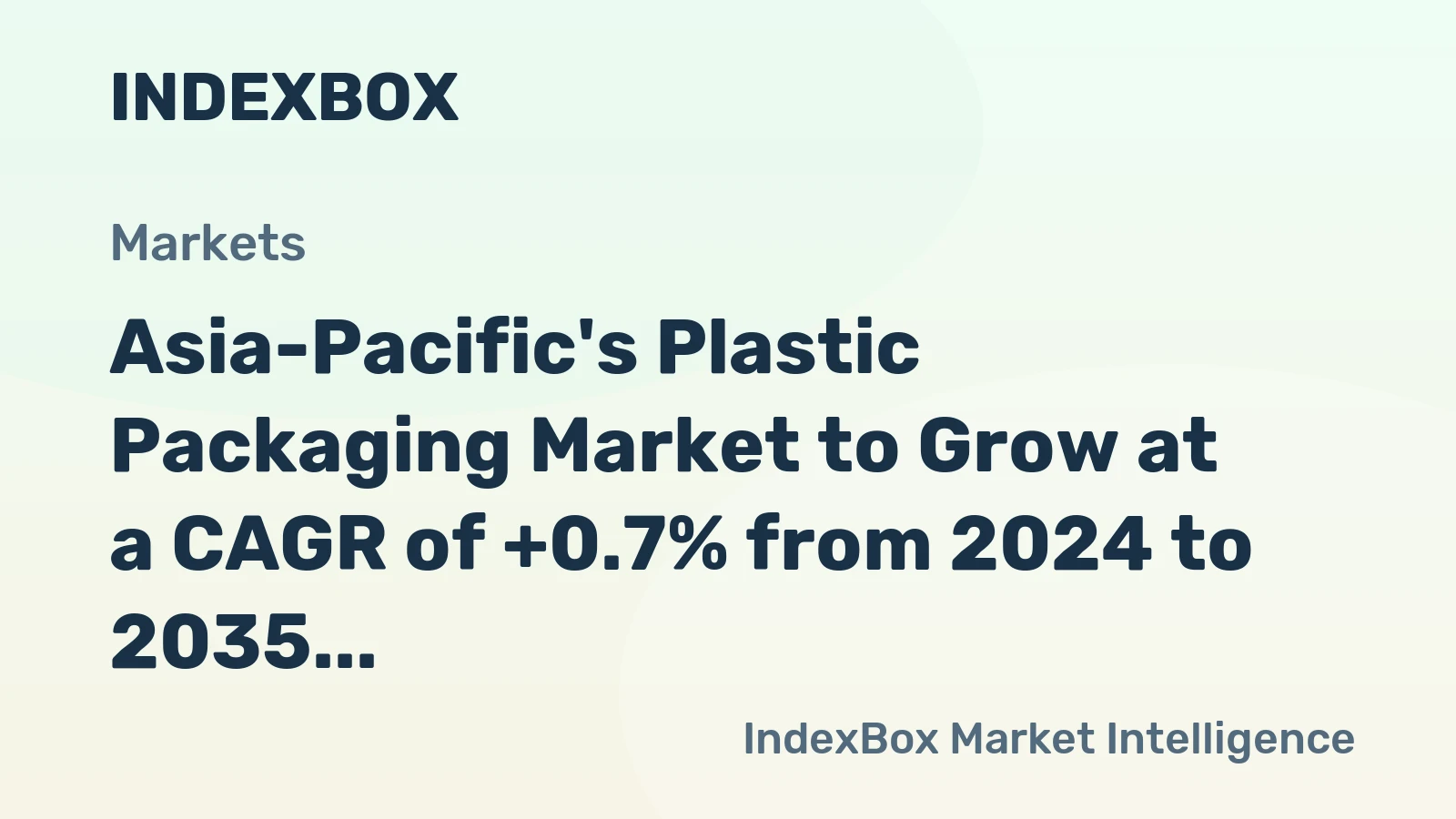 Asia-Pacific's Plastic Packaging Market to Grow at a CAGR of +0.7% from 2024 to 2035