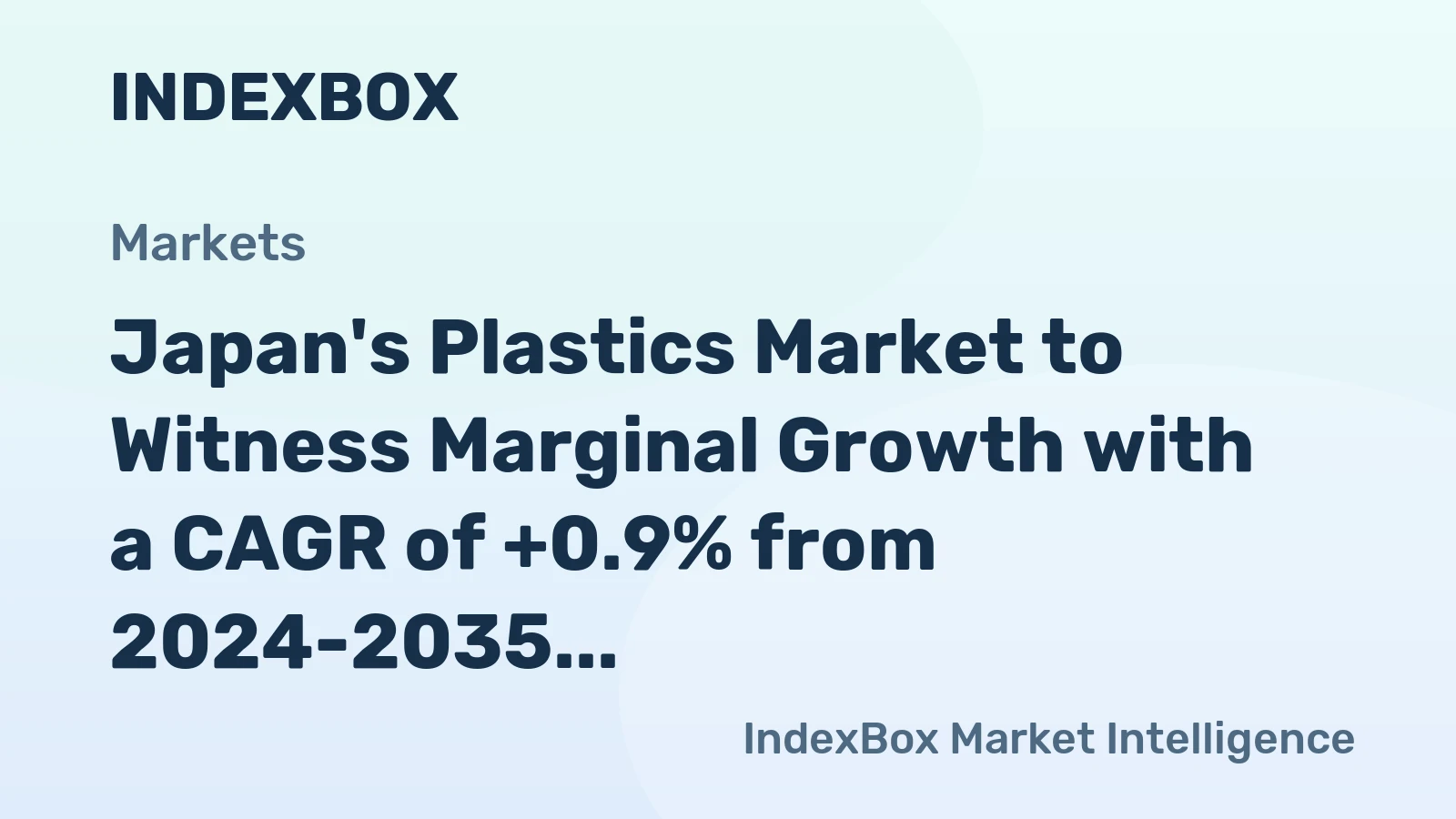 Japan's Plastics Market to Witness Marginal Growth with a CAGR of +0.9% from 2024-2035