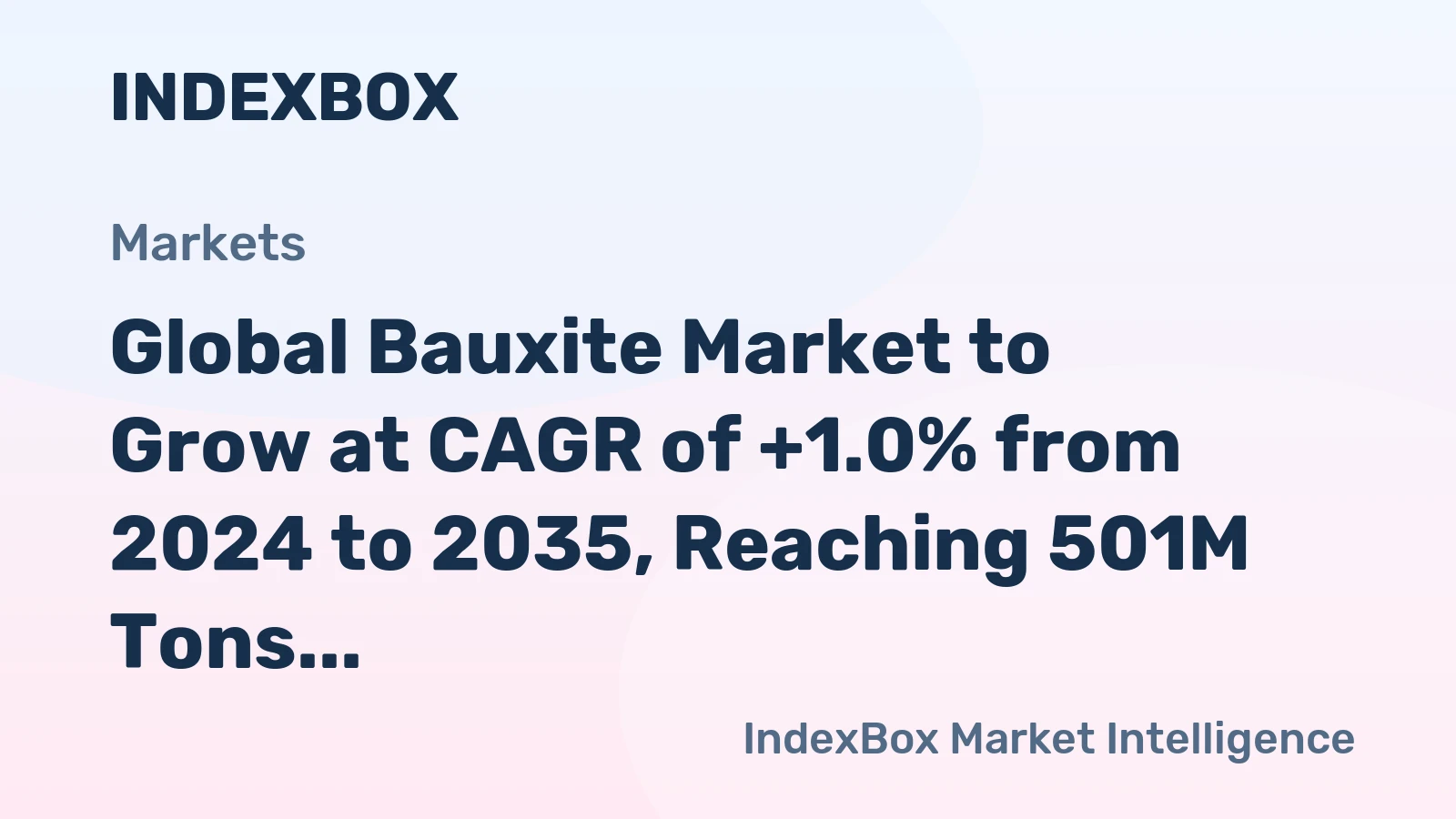 Global Bauxite Market to Grow at CAGR of +1.0% from 2024 to 2035, Reaching 501M Tons