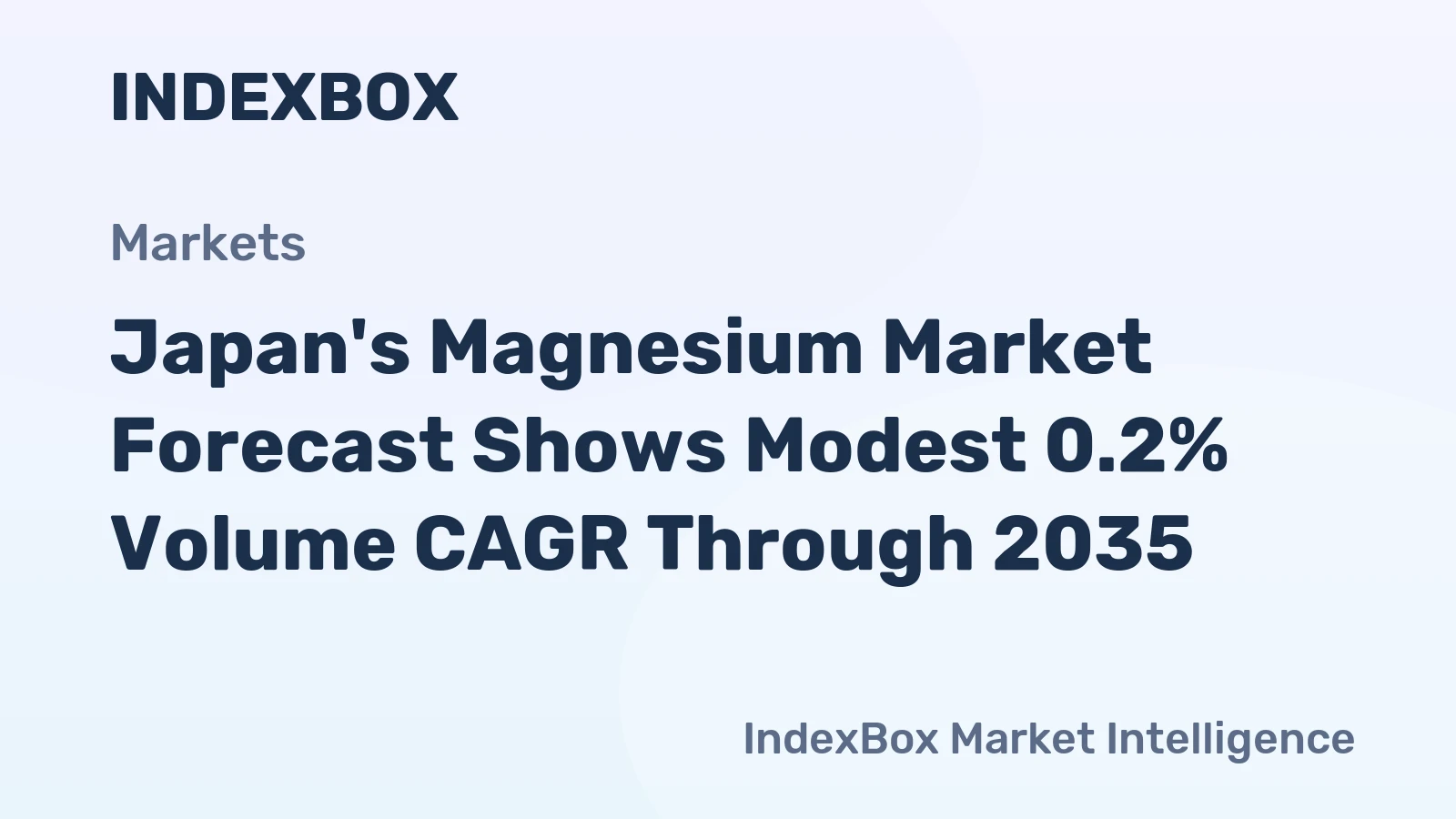 Japan's Magnesium Market Forecast Shows Modest 0.2% Volume CAGR Through 2035