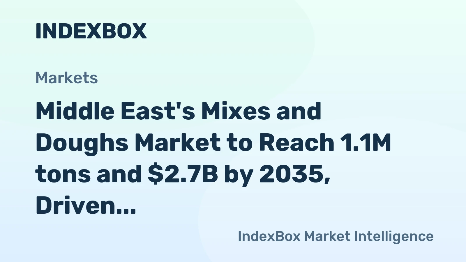Middle East's Mixes and Doughs Market to Reach 1.1M tons and $2.7B by 2035, Driven by Increasing Demand