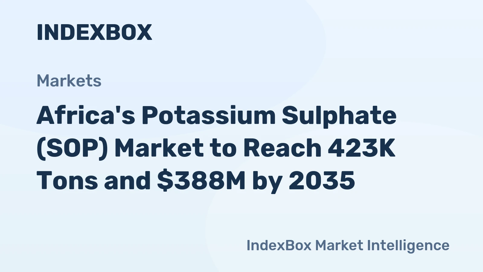 Africa's Potassium Sulphate (SOP) Market to Reach 423K Tons and $388M by 2035