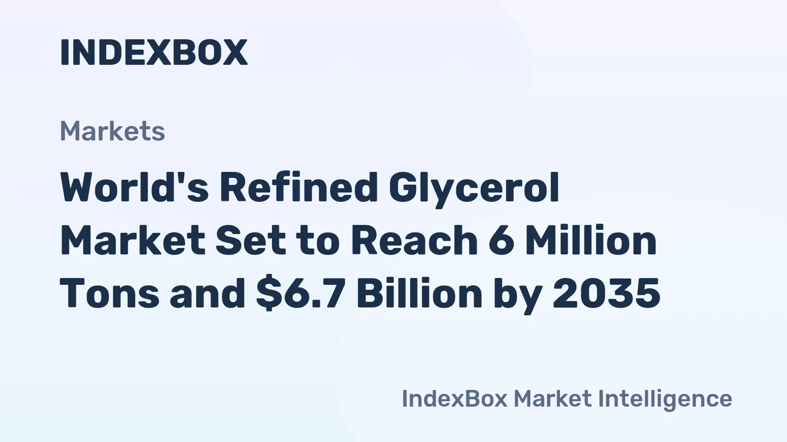 World's Refined Glycerol Market Set to Reach 6 Million Tons and $6.7 Billion by 2035