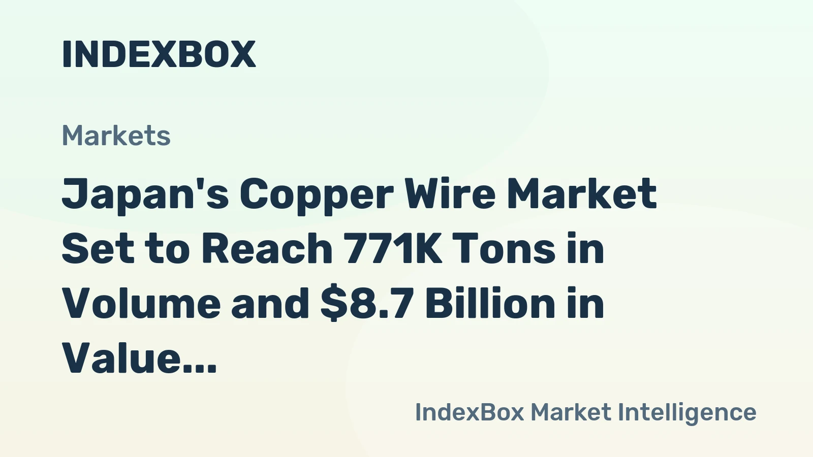 Japan's Copper Wire Market Set to Reach 771K Tons in Volume and $8.7 Billion in Value by 2035