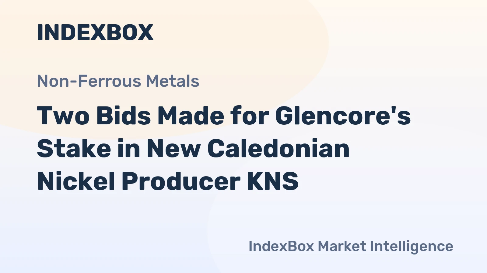 Two Bids Made for Glencore's Stake in New Caledonian Nickel Producer KNS