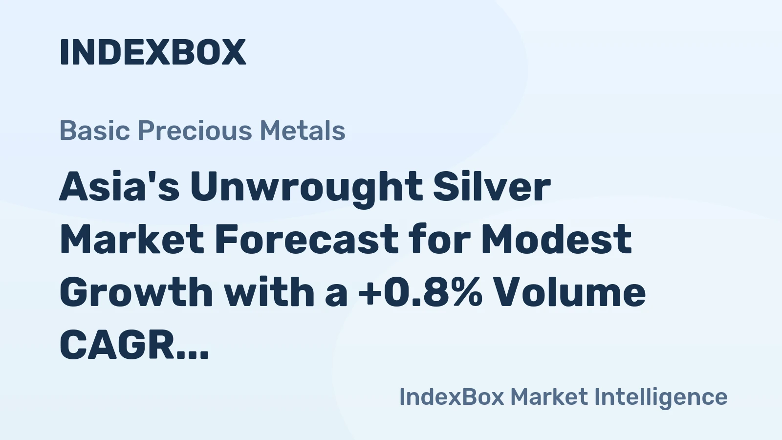 Asia's Unwrought Silver Market Forecast for Modest Growth with a +0.8% Volume CAGR