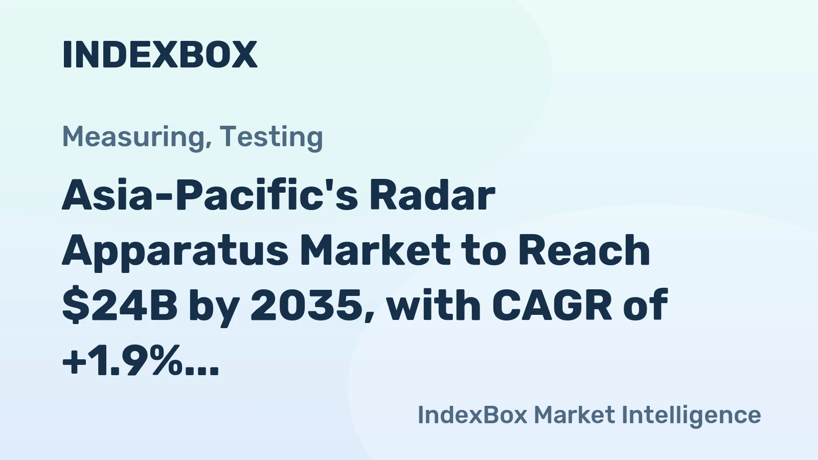 Asia-Pacific's Radar Apparatus Market to Reach $24B by 2035, with CAGR of +1.9%