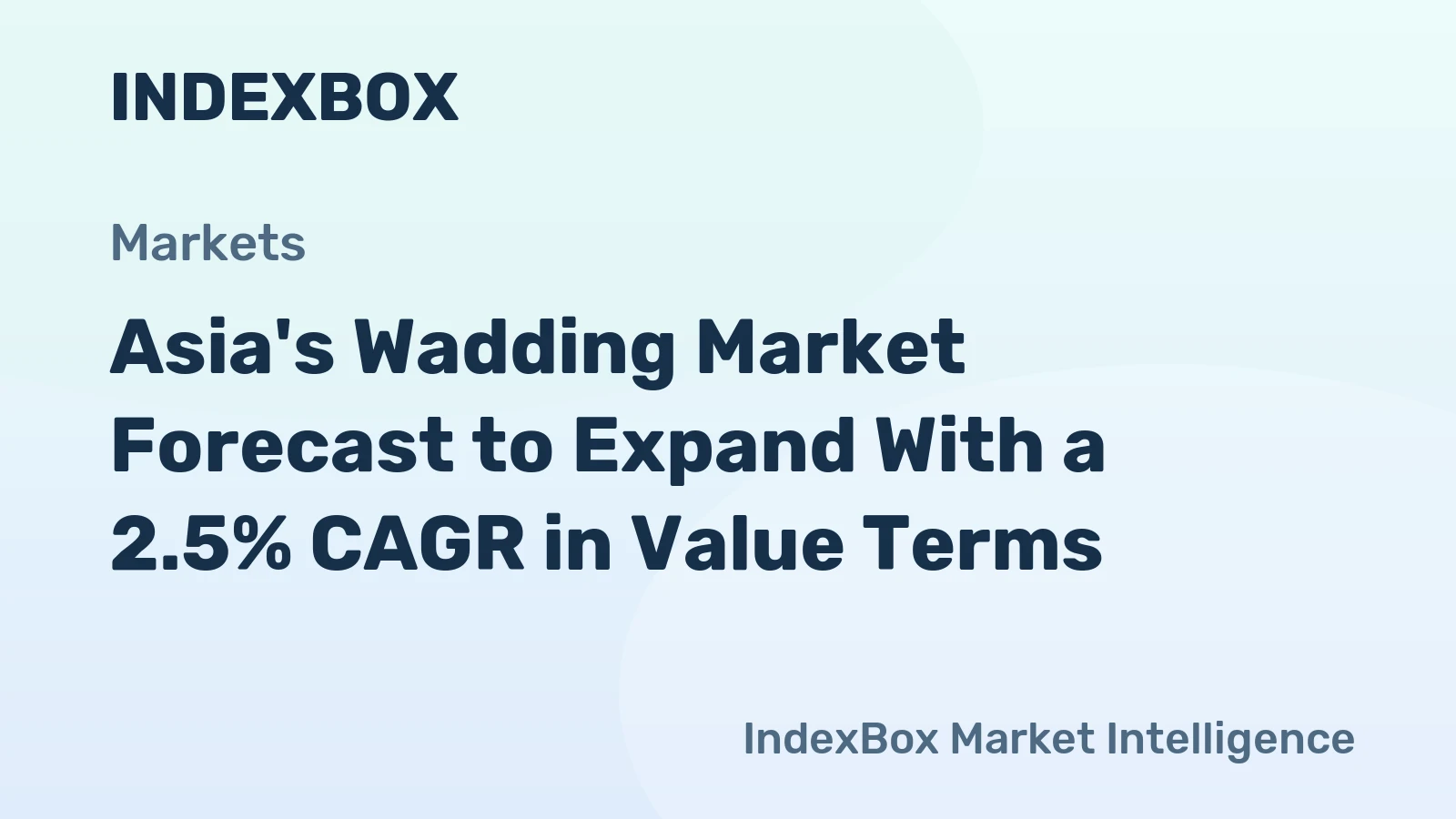 Asia's Wadding Market Forecast to Expand With a 2.5% CAGR in Value Terms