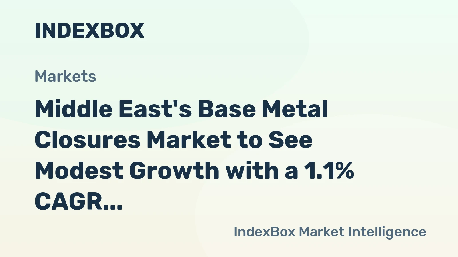 Middle East's Base Metal Closures Market to See Modest Growth with a 1.1% CAGR in Value