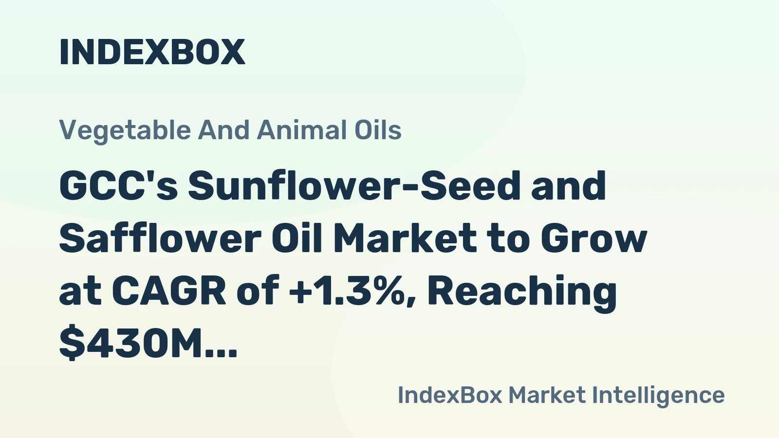 GCC's Sunflower-Seed and Safflower Oil Market to Grow at CAGR of +1.3%, Reaching $430M by 2035