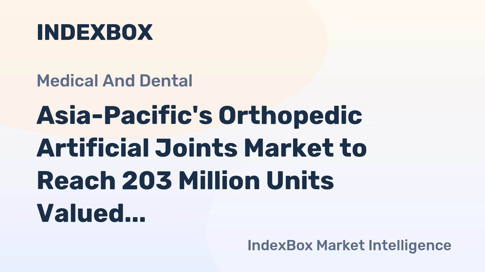 Asia-Pacific's Orthopedic Artificial Joints Market to Reach 203 Million Units Valued at $112.9 Billion by 2035