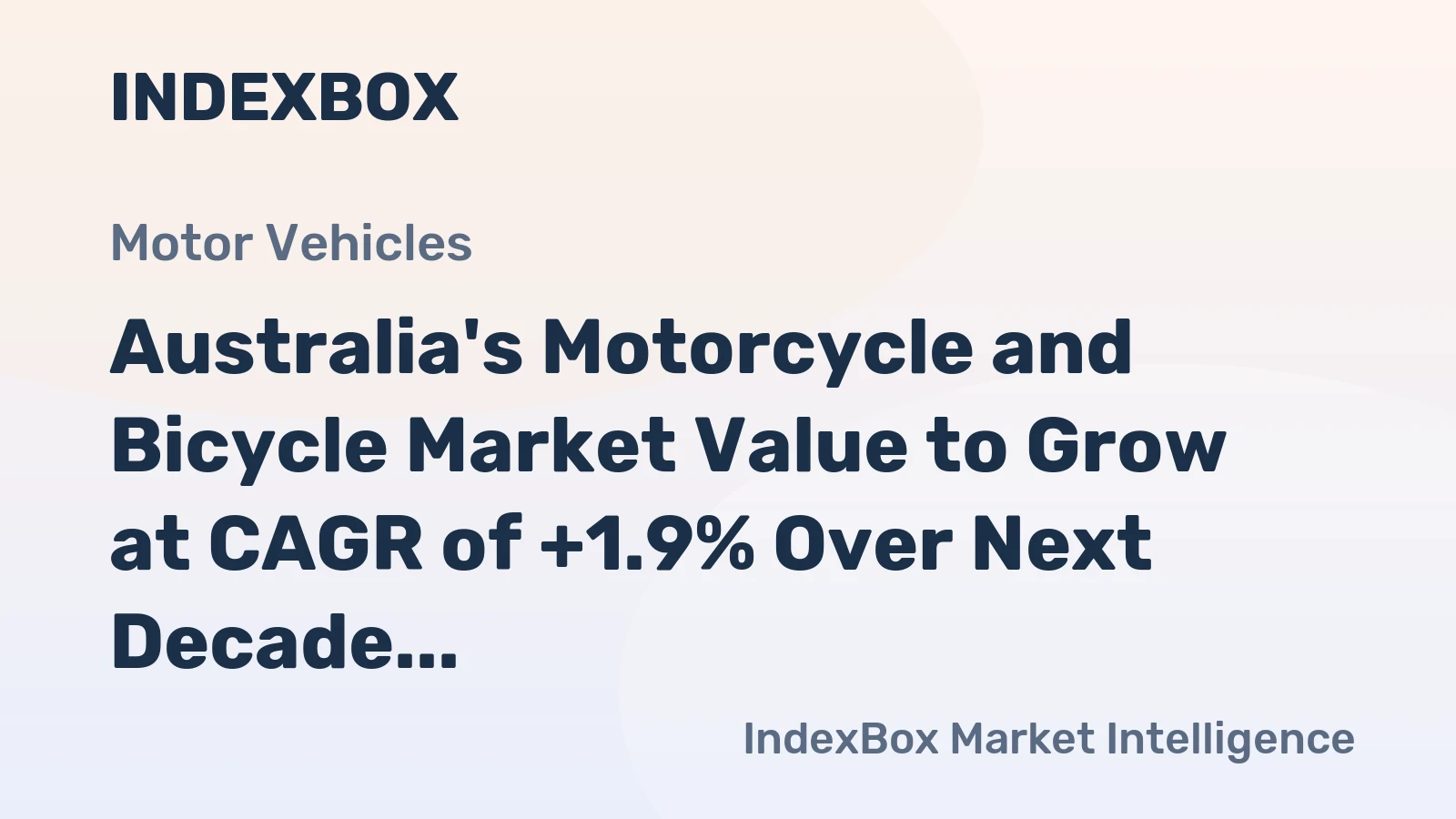 Australia's Motorcycle and Bicycle Market Value to Grow at CAGR of +1.9% Over Next Decade