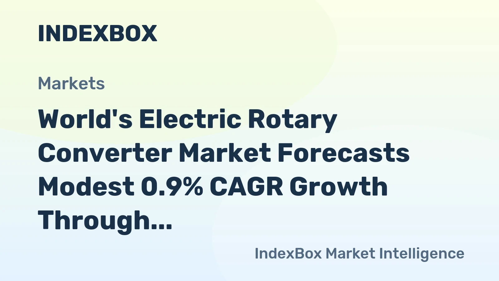 World's Electric Rotary Converter Market Forecasts Modest 0.9% CAGR Growth Through 2035