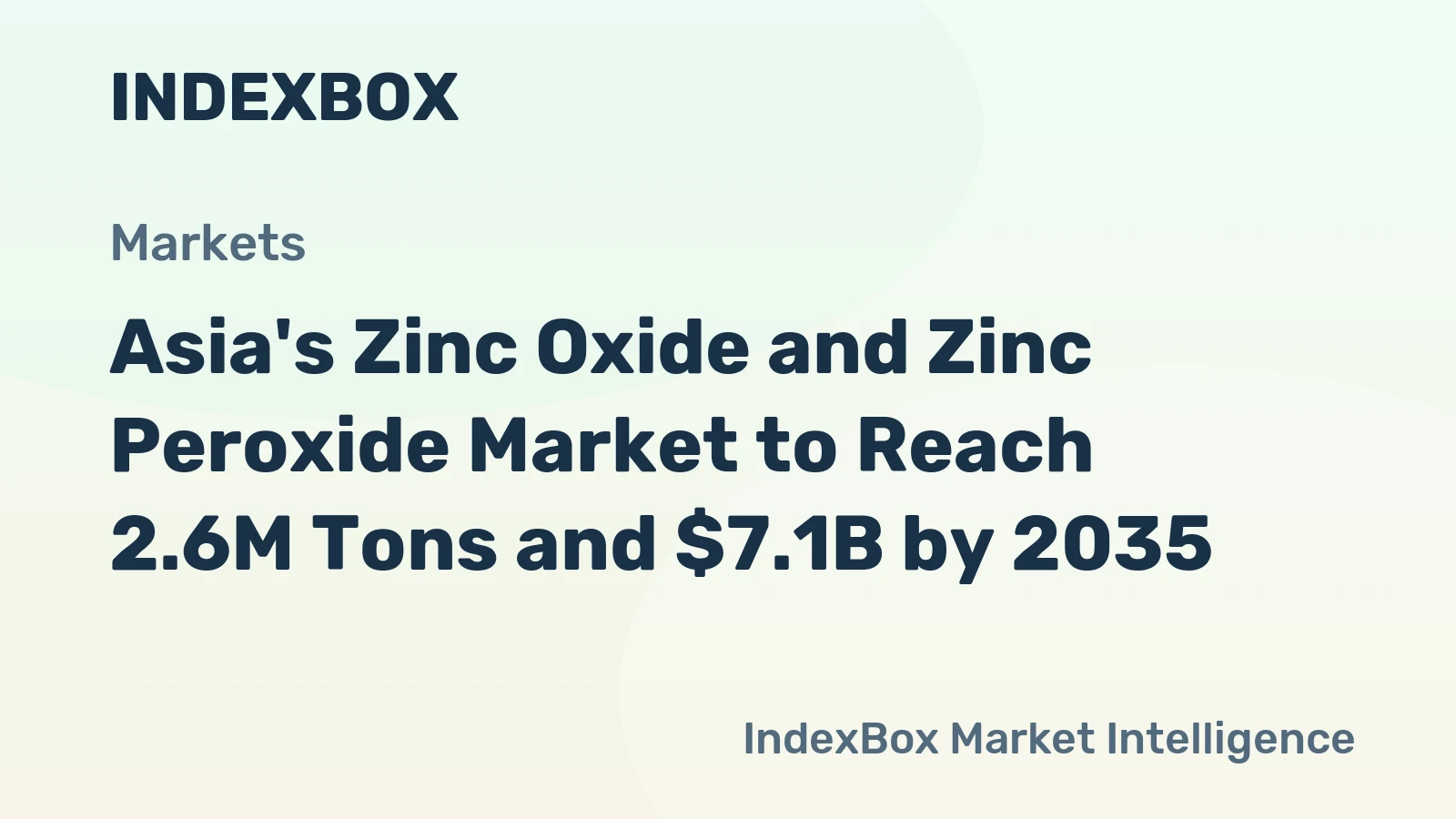 Asia's Zinc Oxide and Zinc Peroxide Market to Reach 2.6M Tons and $7.1B by 2035