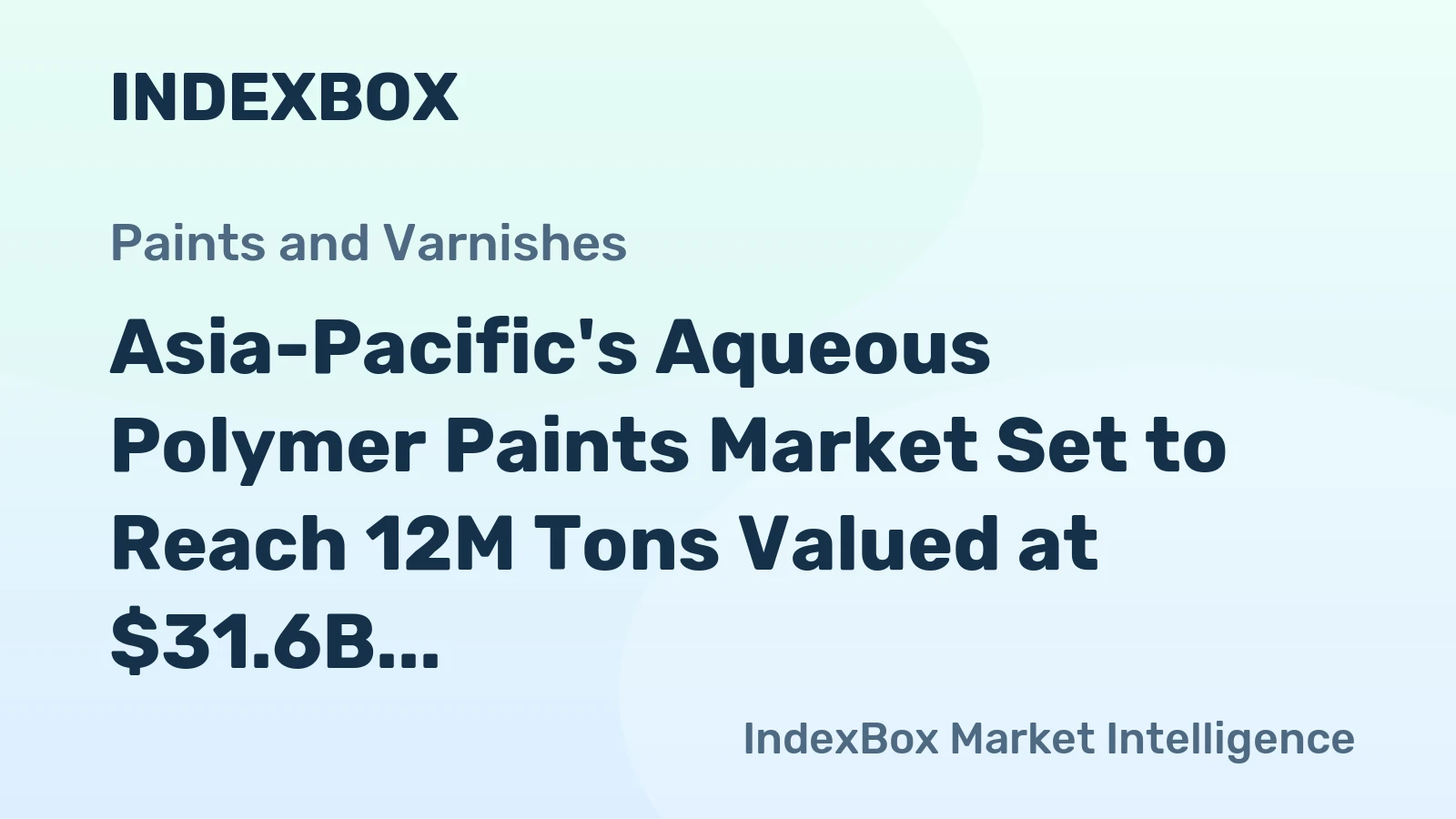 Asia-Pacific's Aqueous Polymer Paints Market Set to Reach 12M Tons Valued at $31.6B by 2035